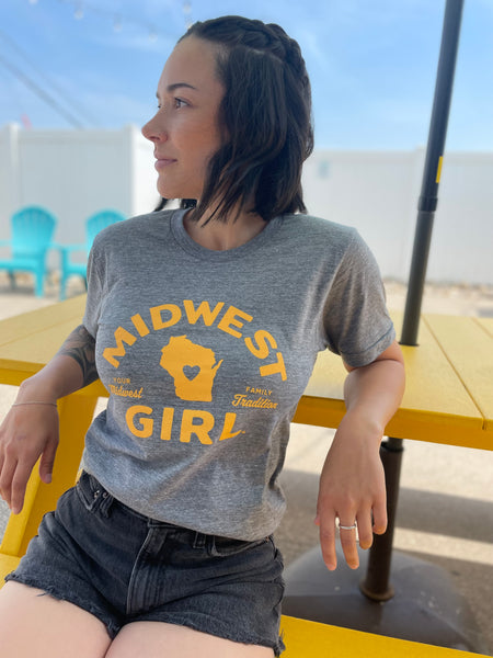 Wisconsin Midwest Girl Tee in Gray – The Midwest Girl®